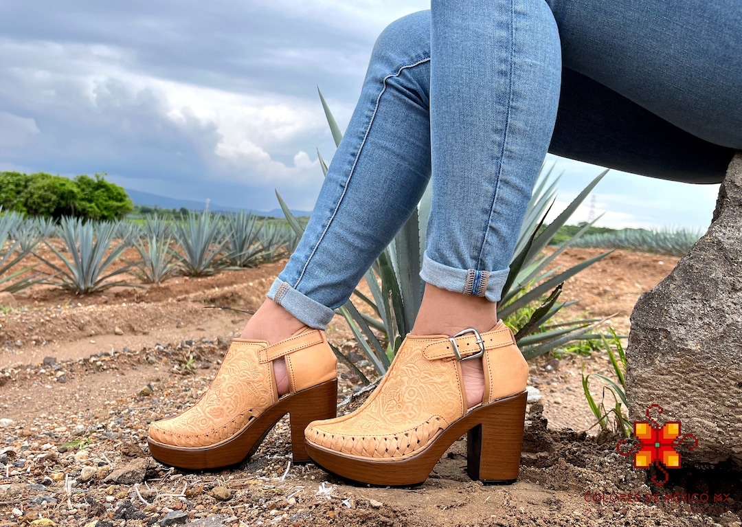 Leather Boots Platform Heel - Mexican Ankle Boots - Womens Boots ...