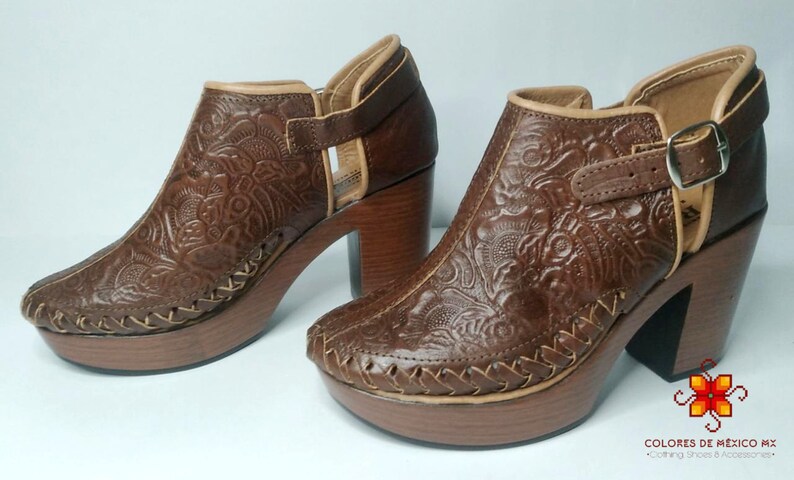 Leather Boots Platform Heel Mexican Ankle Boots Womens - Etsy