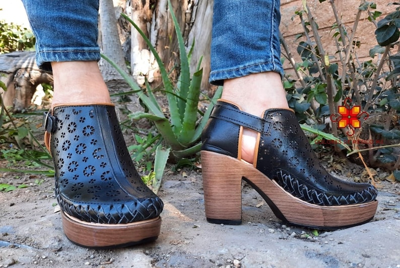 Leather Boots Platform Heel - Mexican Ankle Boots - Womens Boots ...