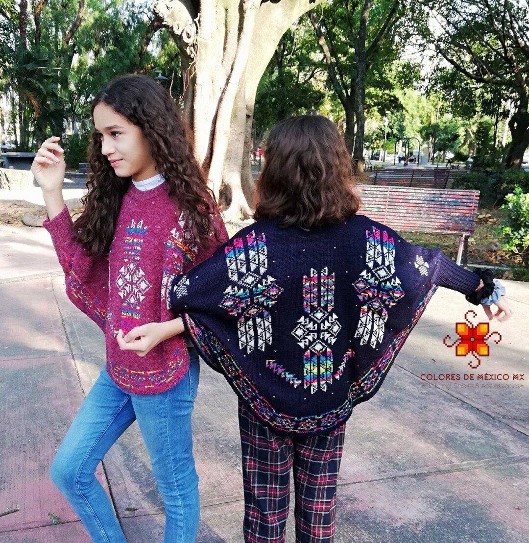 Mexican Cape for Girl Long Sleeve, Girl Mexican Poncho, Boho Poncho ...