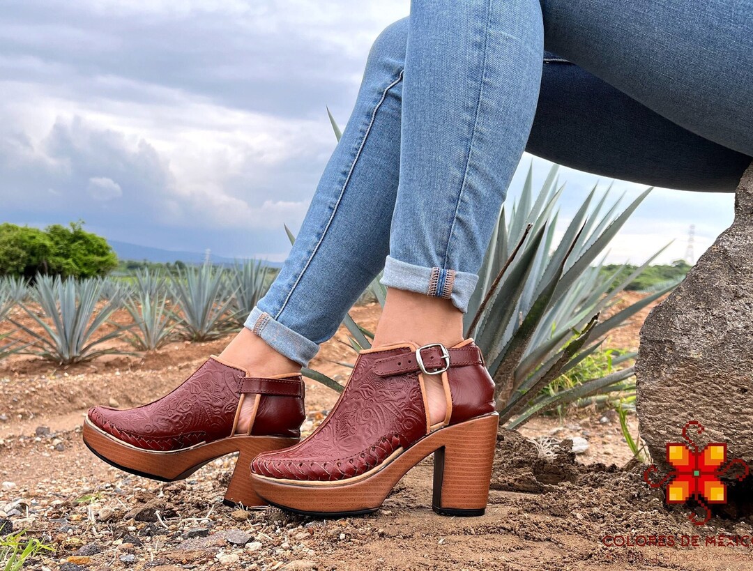 Leather Boots Platform Heel - Mexican Ankle Boots - Womens Boots ...