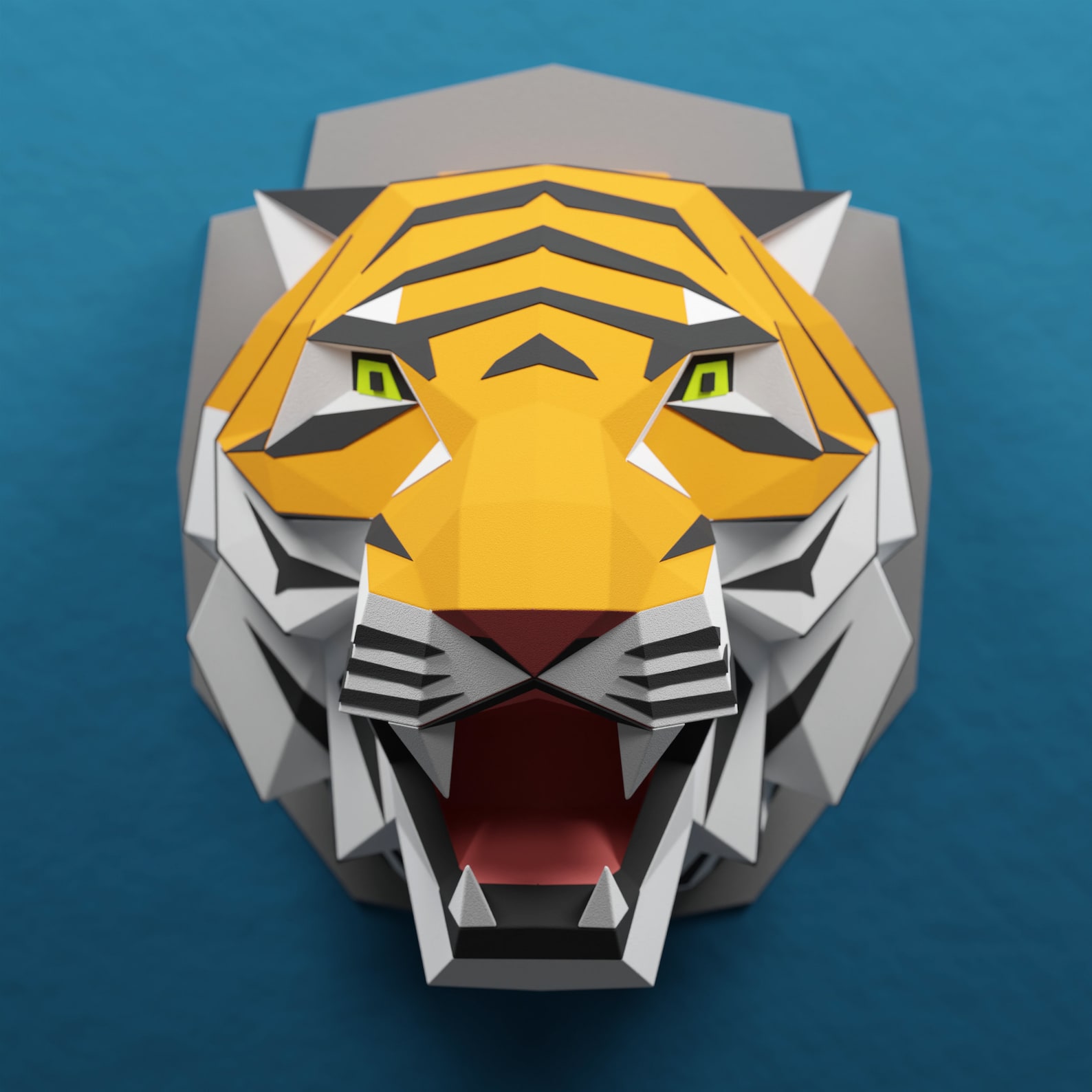 3D Papercraft, Tiger Trophy, Pepakura, Polygonal Paper, Low Polygon ...