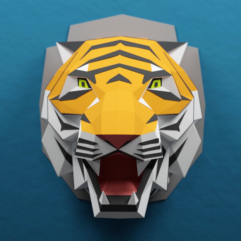 3D Papercraft, Tiger Trophy, Pepakura, Polygonal Paper, Low Polygon ...