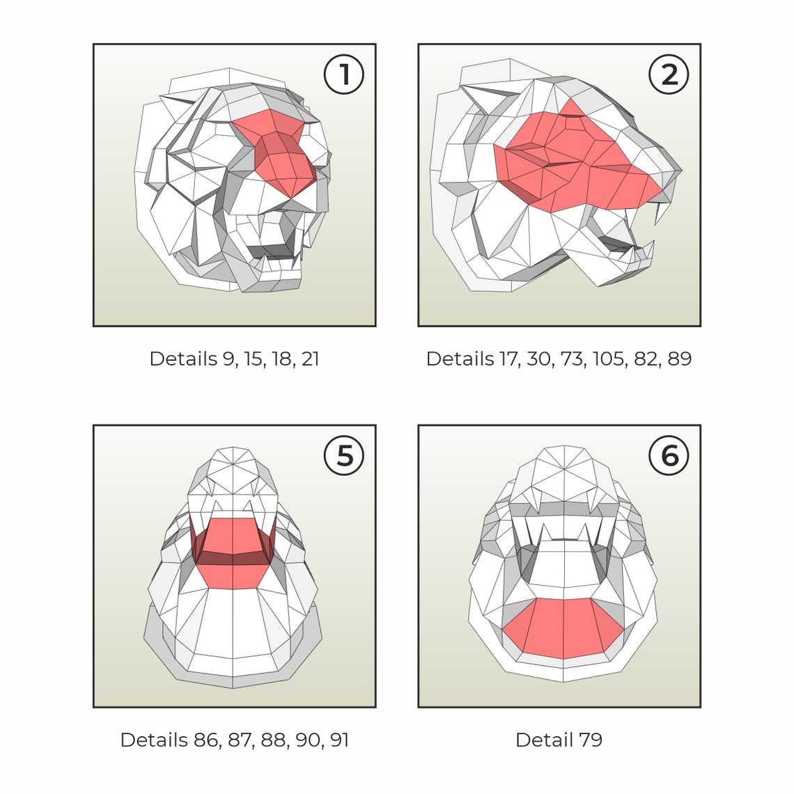 3D Papercraft, Tiger Trophy, Pepakura, Polygonal Paper, Low Polygon ...