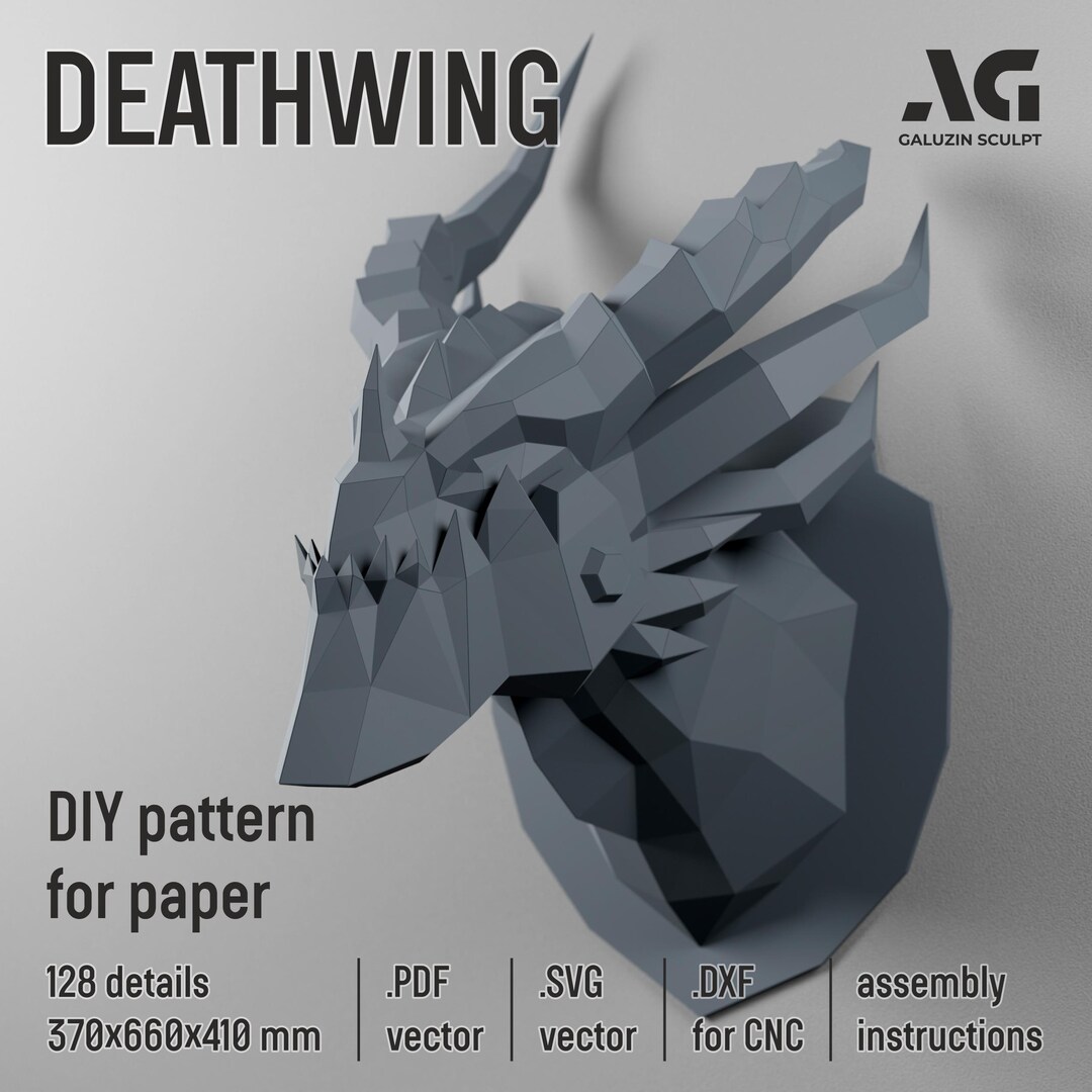 Papercraft, Deathwing Head 3D, Deathwing Trophy, Deathwing Papercraft ...