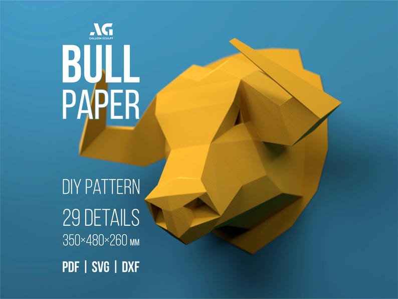 Papercraft 3D, Trofeo de toro, Pepakura, Lowpoly, Low Polygon, Trofeo ...