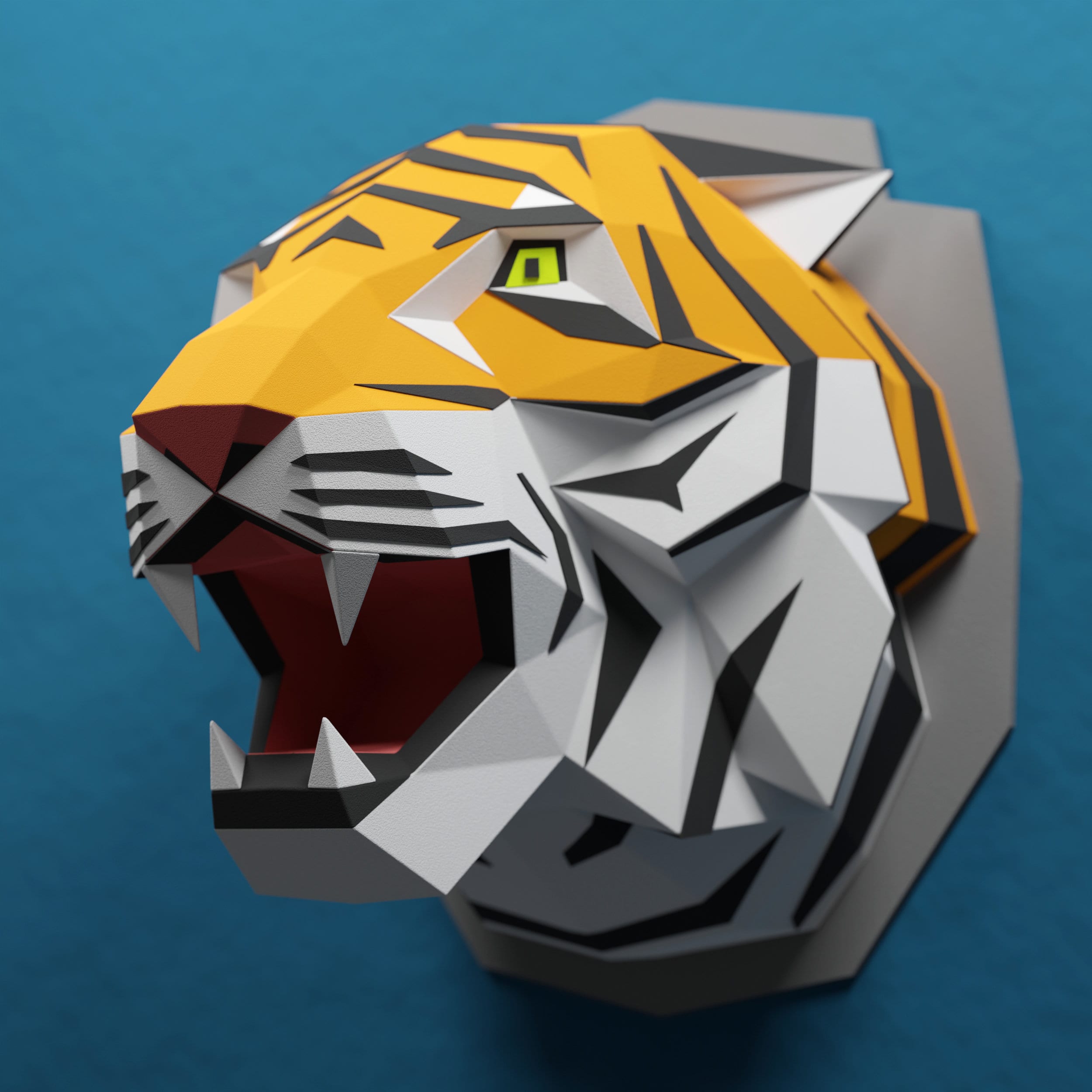 3D Papercraft, Tiger Trophy, Pepakura, Polygonal Paper, Low Polygon ...
