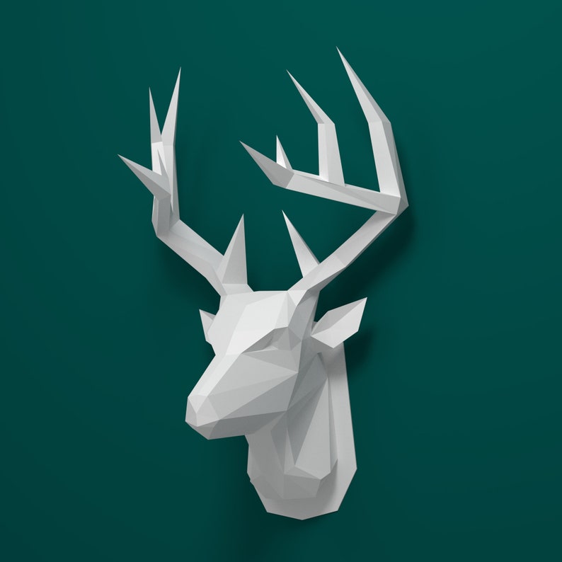 3D Papercraft, Deer Trophy, Pepakura, Lowpoly, Low Polygon, Papercraft ...
