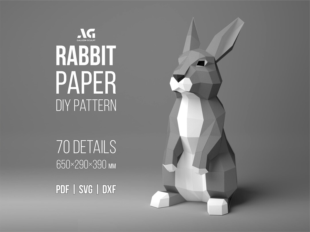 Standing Rabbit, 3D, Rabbit, Papercraft, Low Polygon, DIY Origami ...
