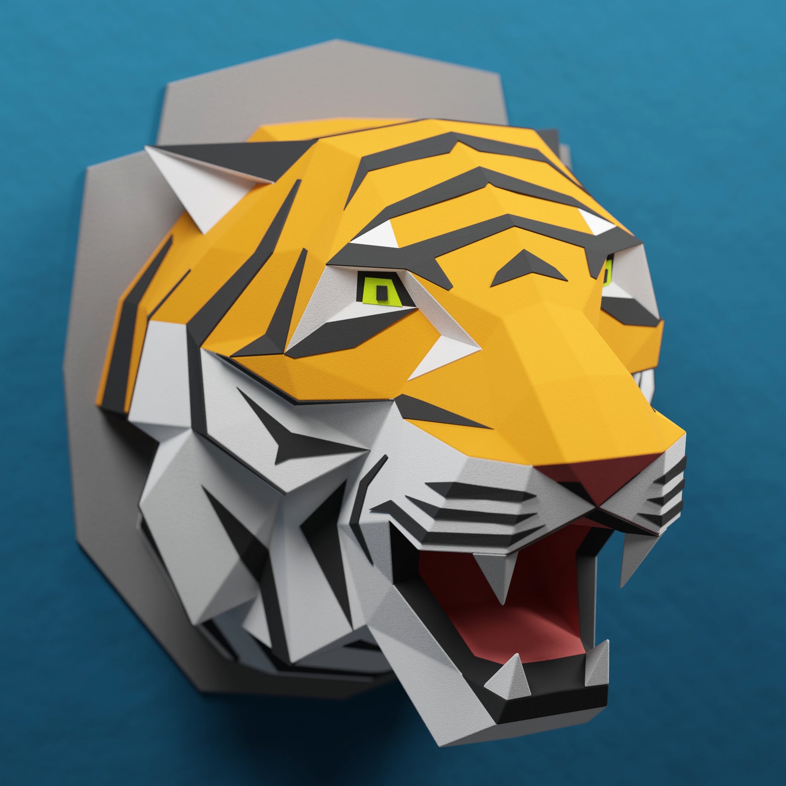 3D Papercraft, Tiger Trophy, Pepakura, Polygonal Paper, Low Polygon ...