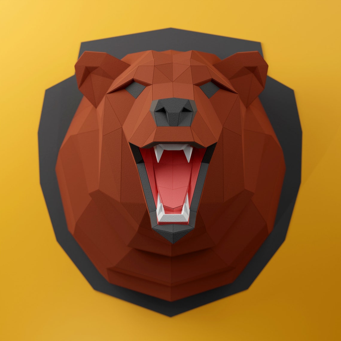 3D Papercraft Bear Head 3D Papercraft Bear Trophy Bear - Etsy UK