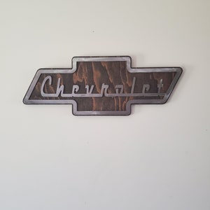 Classic Chevrolet | Chevy Emblem | Metal Art on Wood | Automotive Wall ...