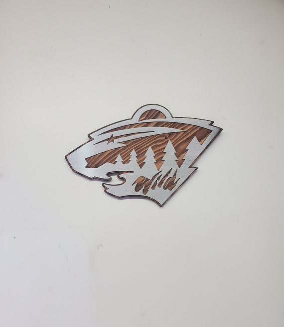 Minnesota WILD Tribute Made in USA Metal Art on Wood Hockey | Etsy