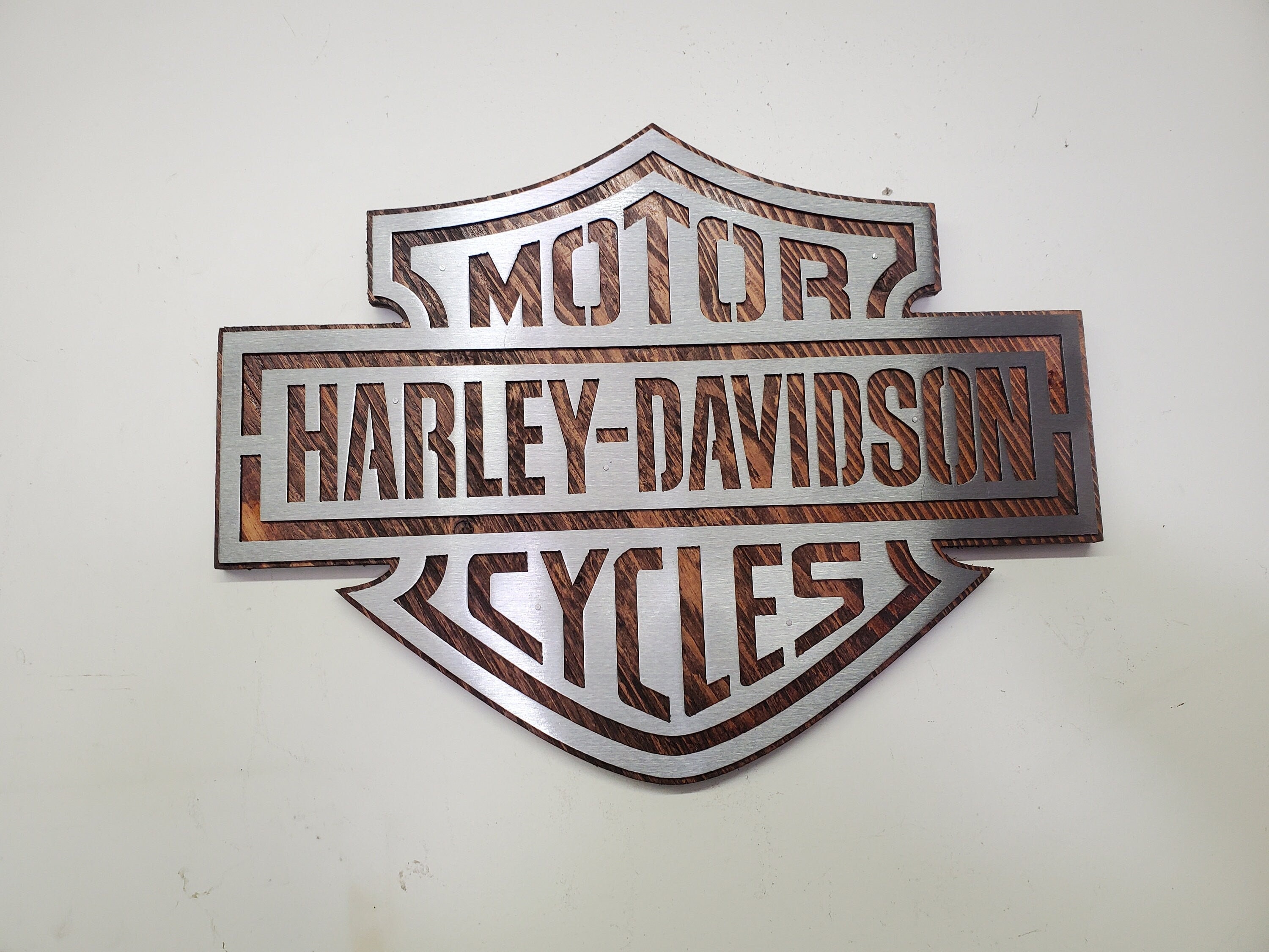 Harley Davidson Metal Art Tribute Bar & Shield Wall Sign - Etsy