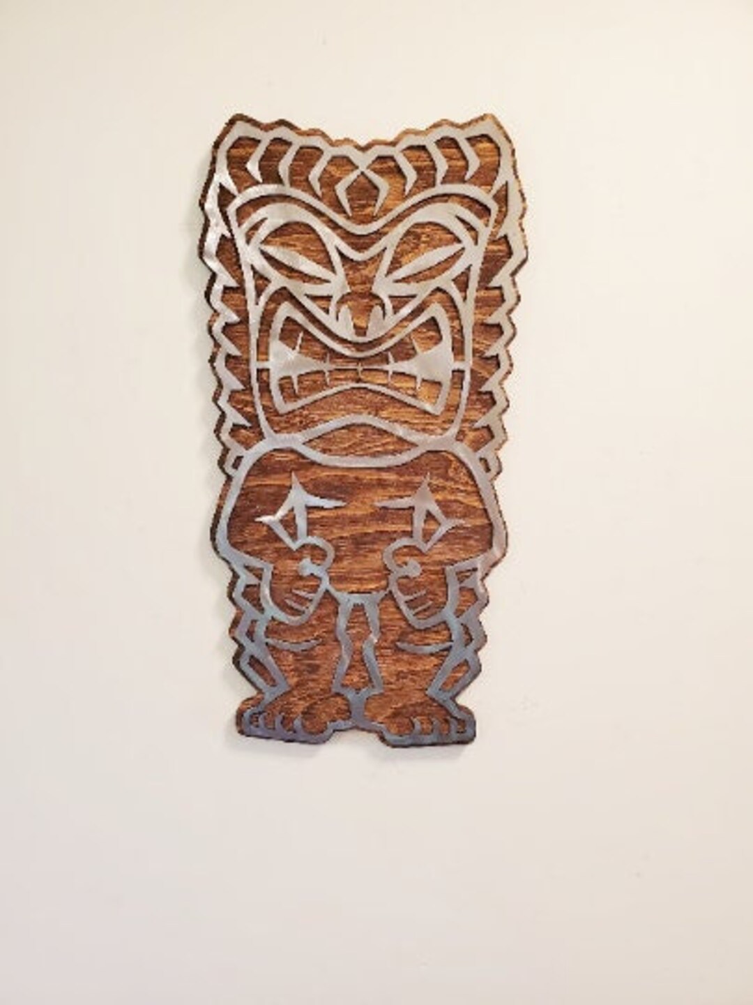 Tiki Man Sculpture Wall Art Rustic Wood and Metal Wall Décor Office and ...
