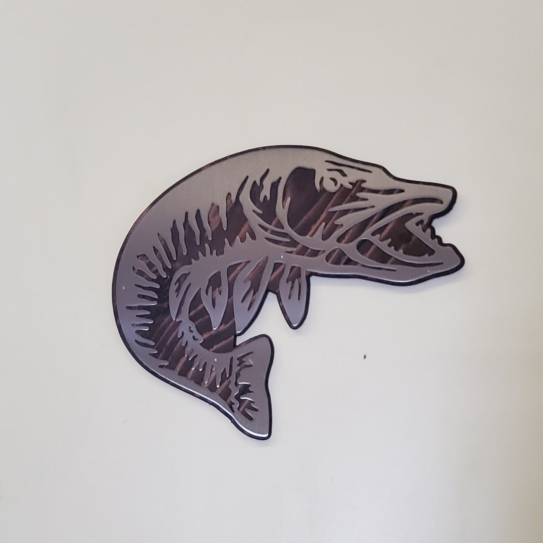 Muskie Fish Wall Mount | Metal Wall Art on Wood | Lake Cabin Wall Décor ...
