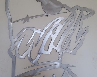 Minnesota WILD Tribute Made in USA Metal Art on Wood Hockey - Etsy