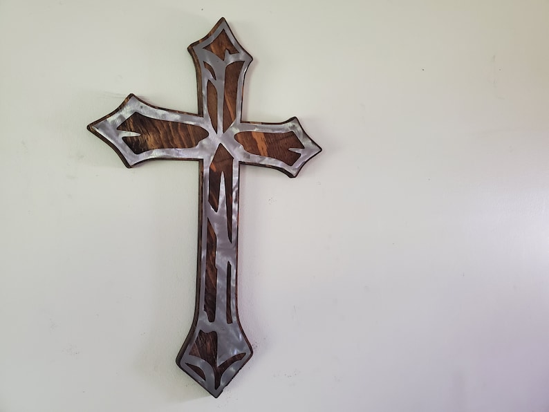 Rustic Wood and Steel Cross Wall Art – Christian Home Decor - Etsy
