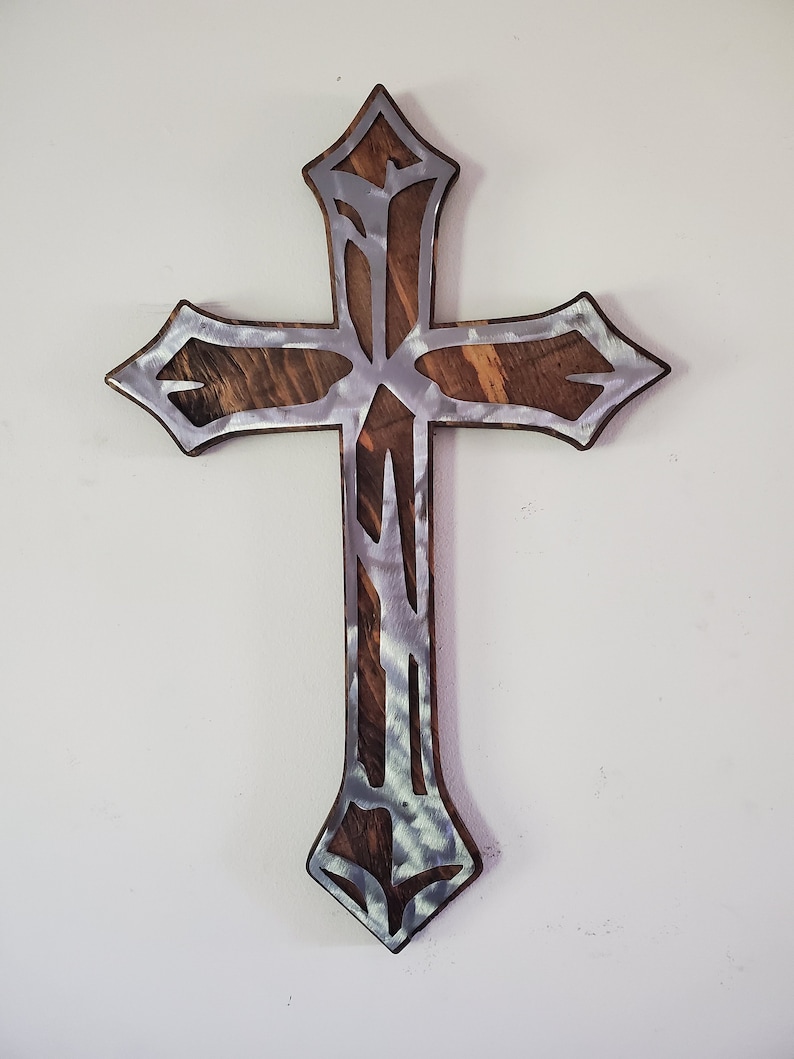 Handcrafted Rustic Cross Wall Art Rustic Wood and Metal - Etsy