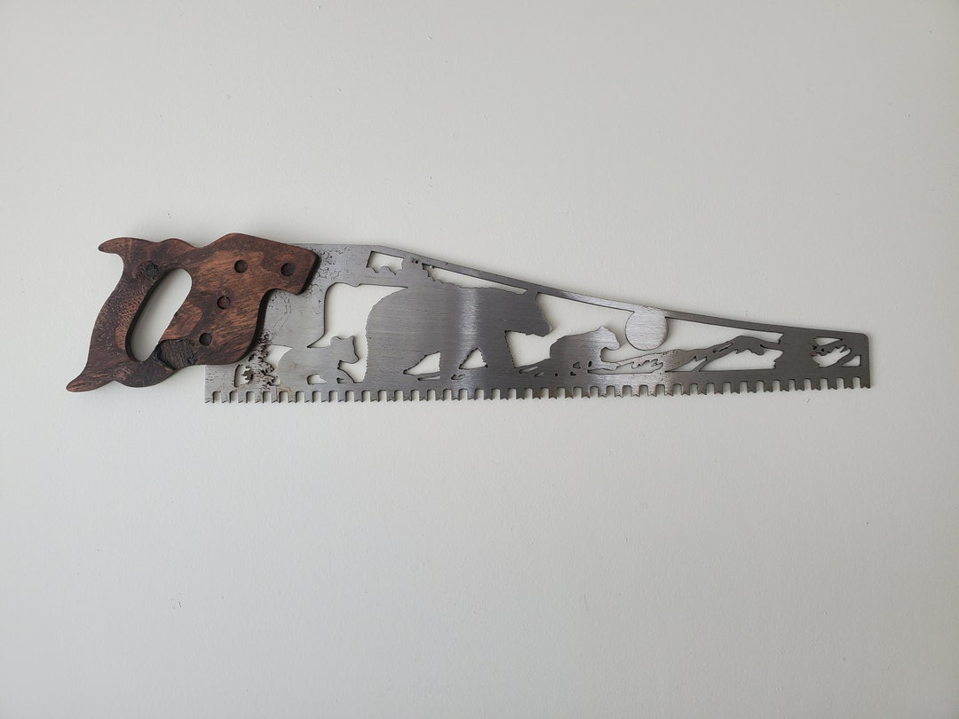 Bear Scene Art Saw | Metal Art Handsaw Wall Decor | Saw Blade Art ...