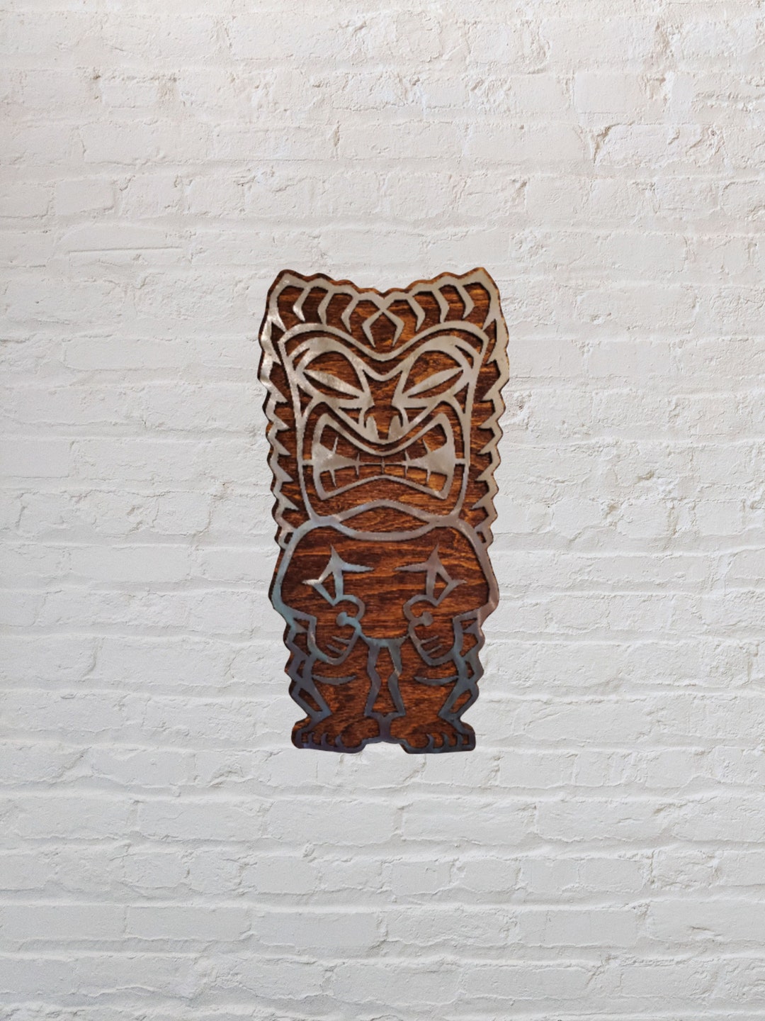 Tiki Man Sculpture Wall Art Rustic Wood and Metal Wall Décor - Etsy