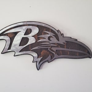 Baltimore Ravens Metal & Wood Wall Art: Sports Bar Decor - Made in USA ...