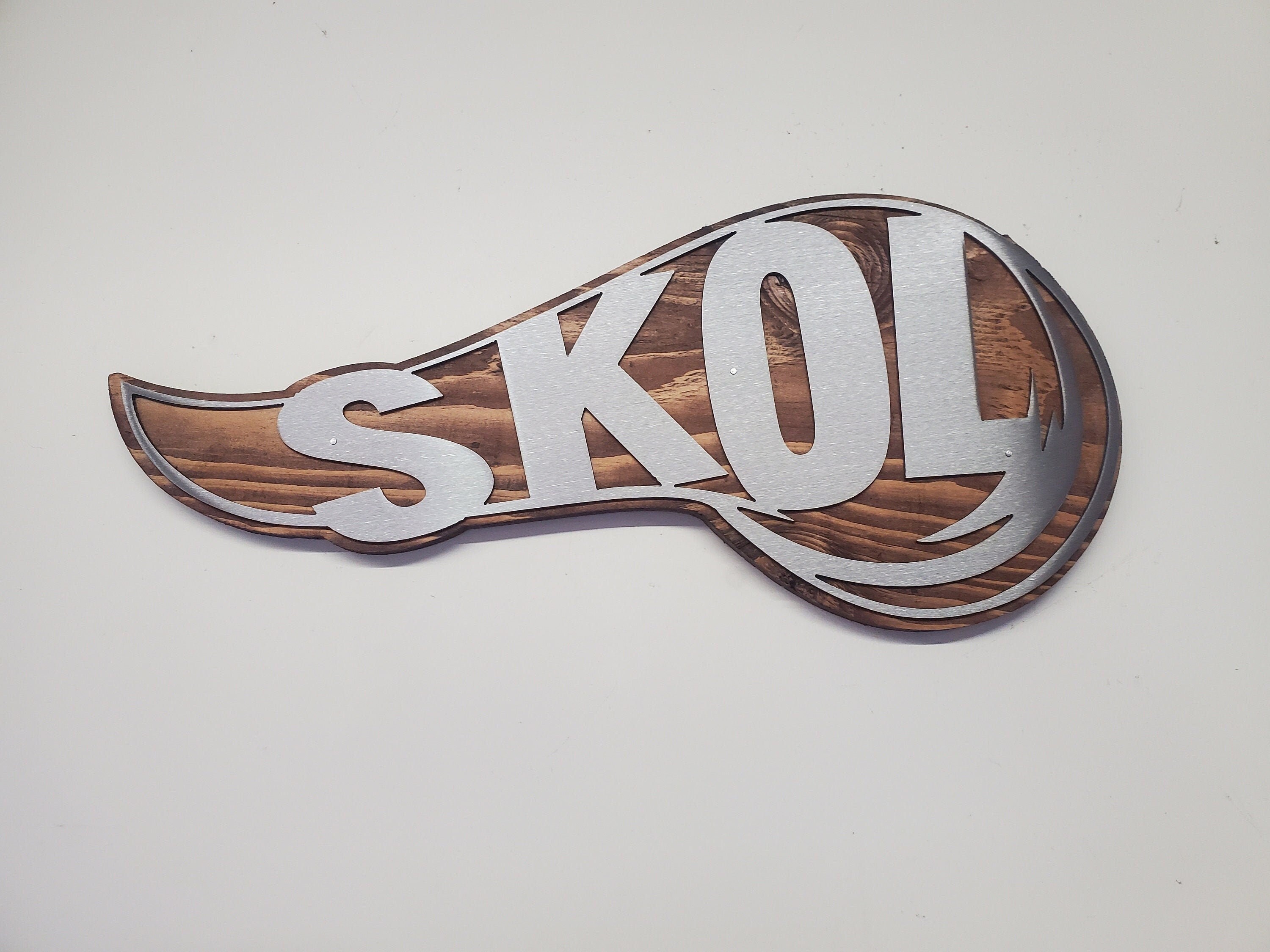 Minnesota Vikings SKOL Horn: Metal Art on Wood Decor - Etsy