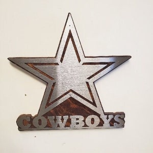 Dallas Cowboys Star Tribute | Metal Art on Wood | Steel Football Wall ...