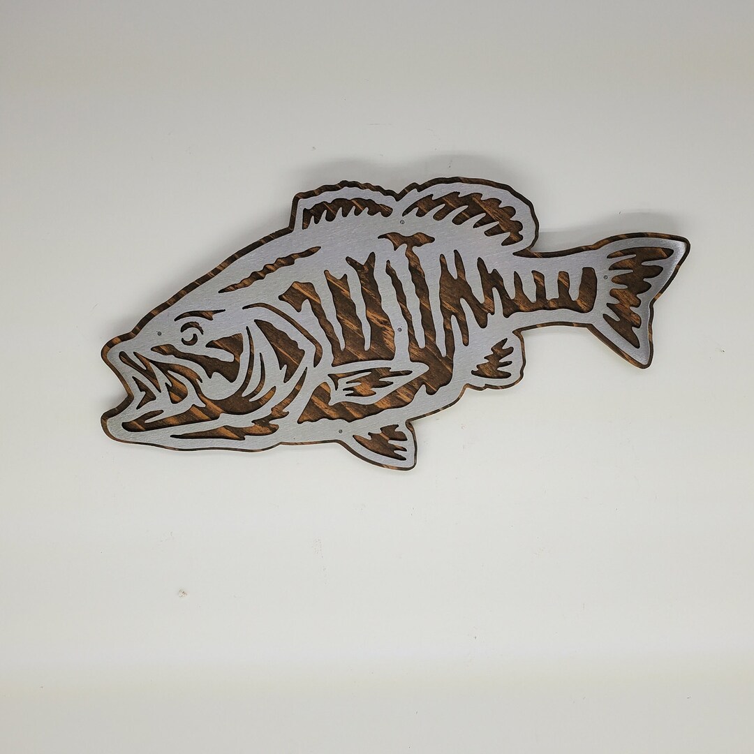 Small Mouth Bass Fish Wall Art Rock Bass Wood & Metal Lake - Etsy