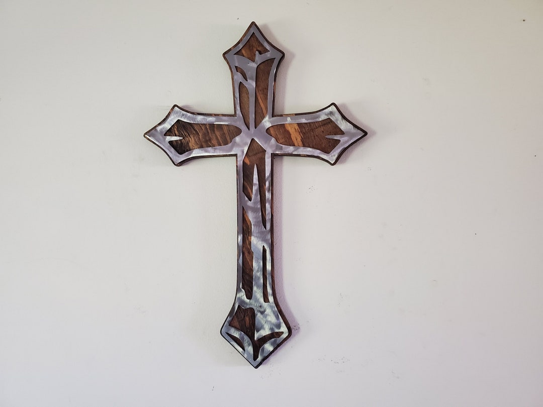 Handcrafted Rustic Cross Wall Art Rustic Wood and Metal - Etsy