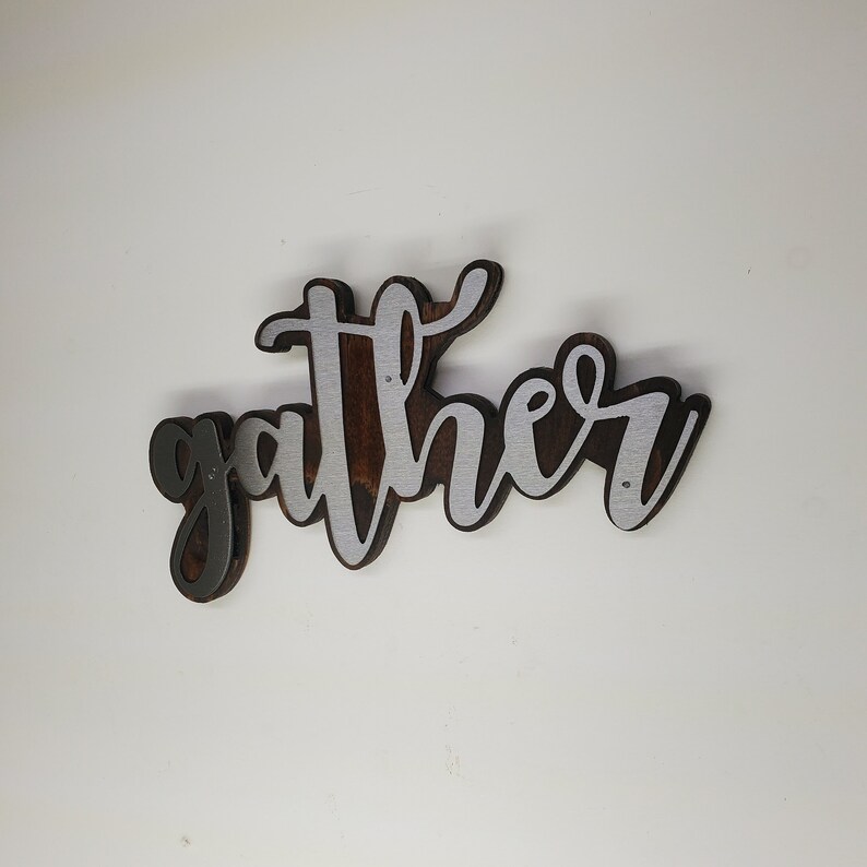 GATHER Stylized Word Metal Art on Wood Made in USA - Etsy