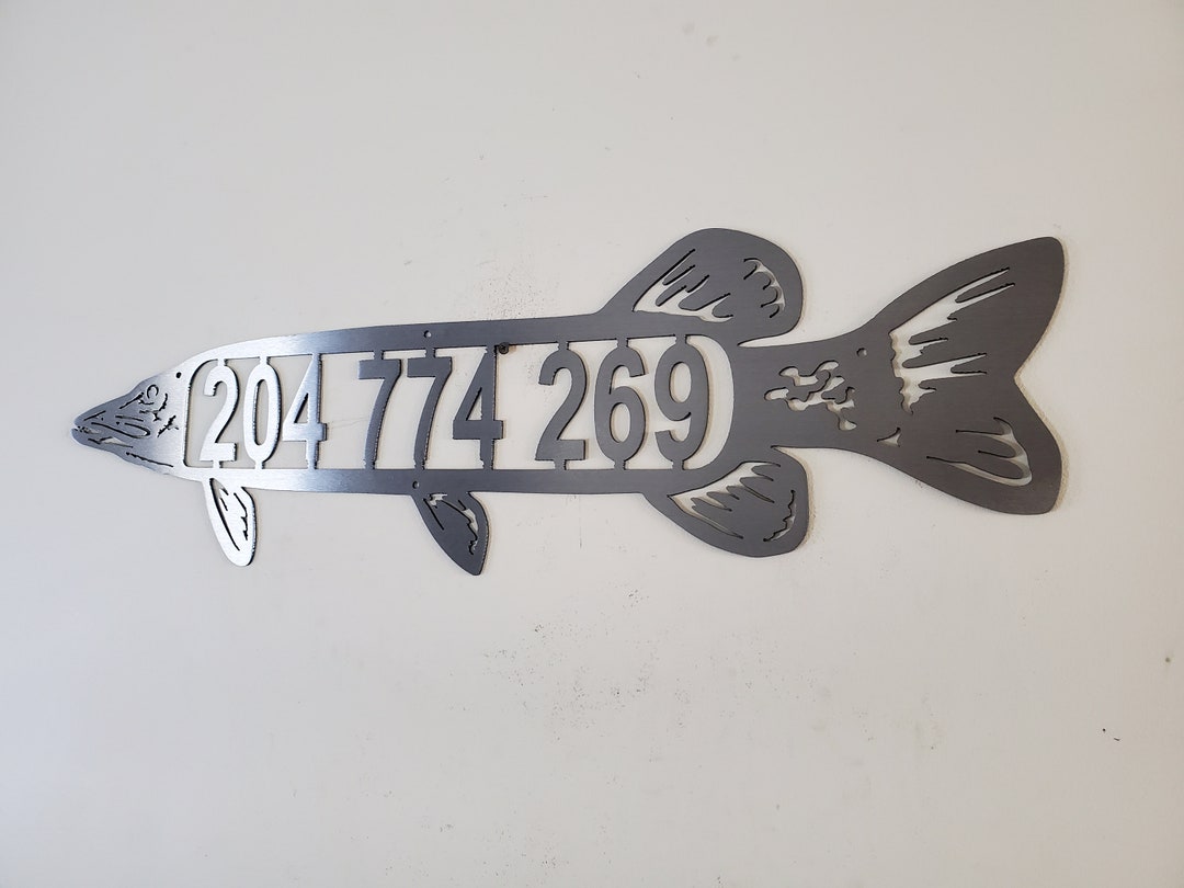 Custom Northern Pike Metal Art: Fish House Numbers Display - Etsy