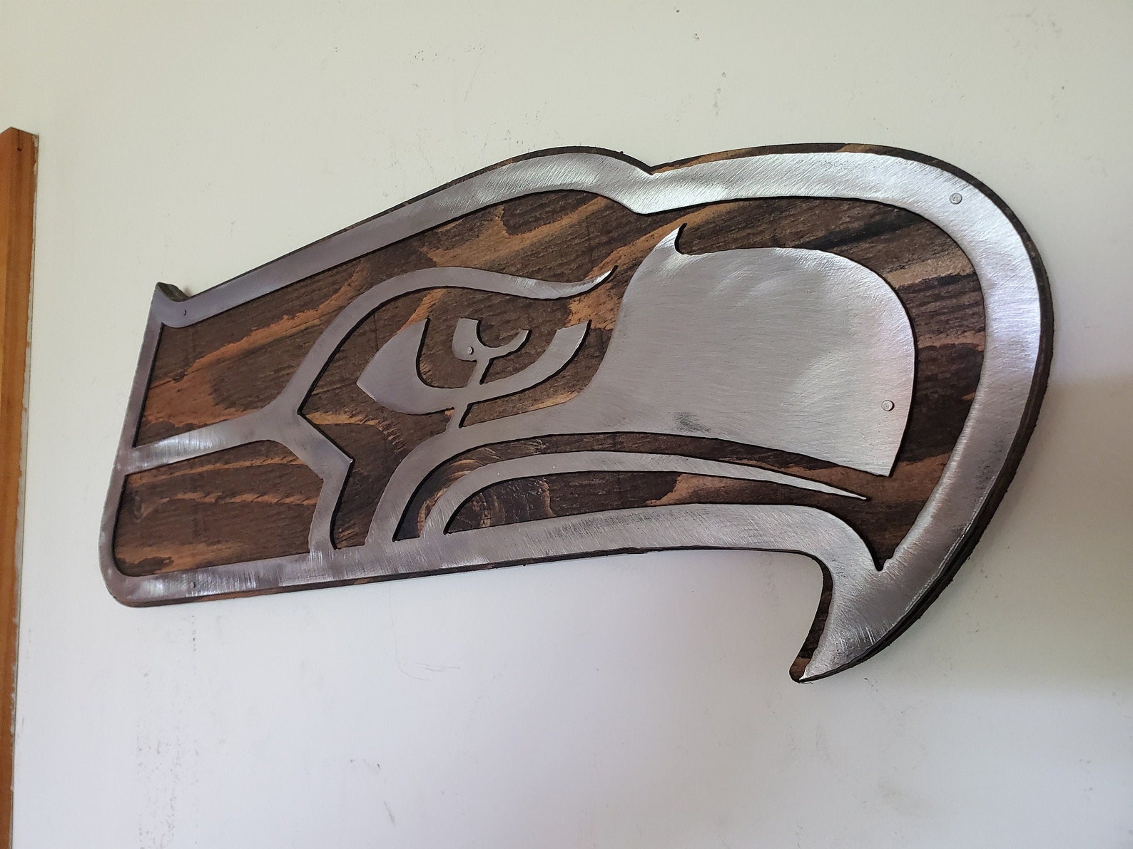 Seattle Seahawks Tribute | Metal Art on Wood | Rustic Wall Decor ...
