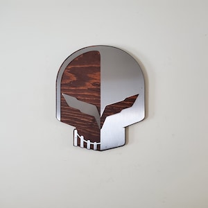 Corvette Jake Skull Metal Art: Usa-made Wood Wall Decor - Etsy