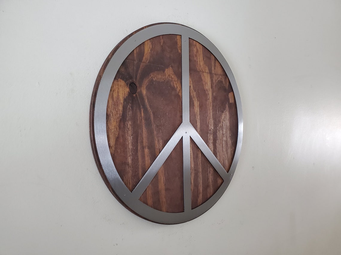 Unique Peace Sign Metal Art Wall Decor Made in USA Rustic - Etsy