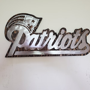 New England Patriots Tribute | Metal Art on Wood | Fancave Football ...