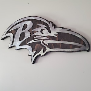 Baltimore Ravens Metal & Wood Wall Art: Sports Bar Decor - Made in USA ...