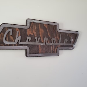 Classic Chevrolet | Chevy Emblem | Metal Art on Wood | Automotive Wall ...