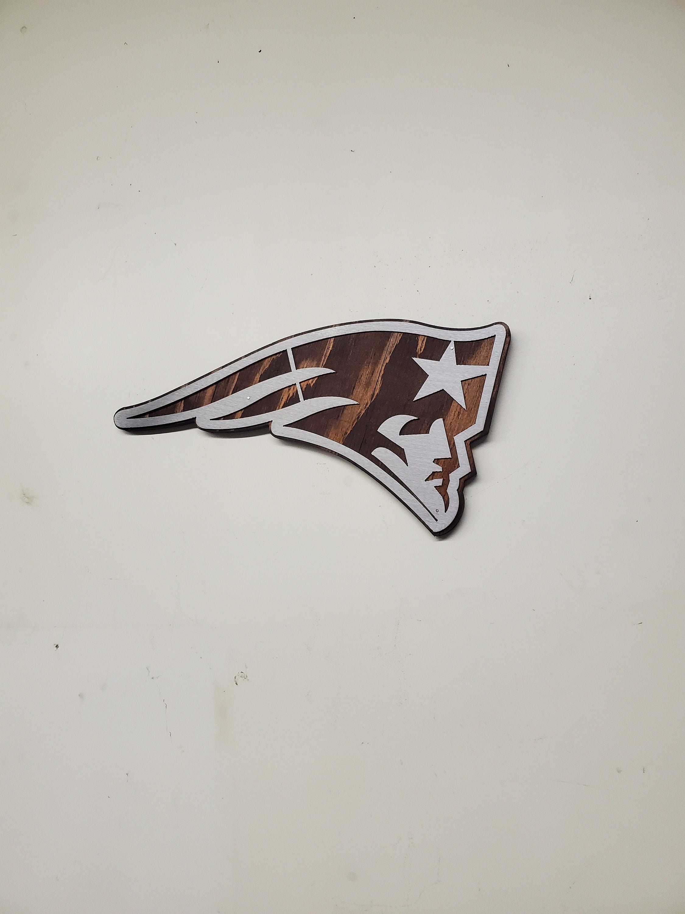 Patriots Metal Art on Wood: Football Fan Cave Decor - Etsy