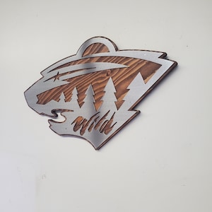 Minnesota WILD Tribute Made in USA Metal Art on Wood Hockey Wall Décor ...