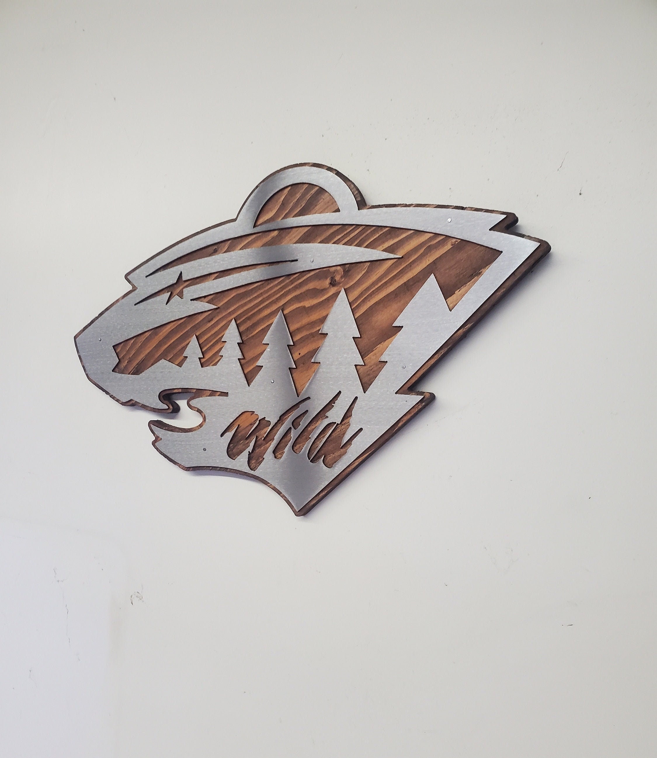 Minnesota WILD Tribute Made in USA Metal Art on Wood Hockey | Etsy