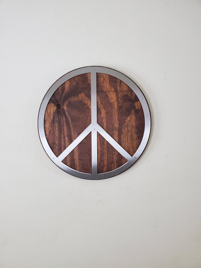 Unique Peace Sign Metal Art Wall Decor | Rustic Metal on Wood ...