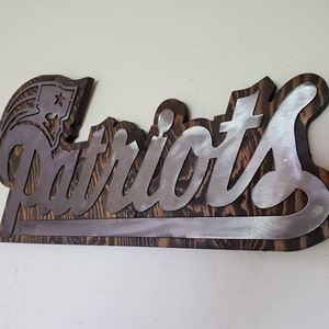 New England Patriots Tribute | Metal Art on Wood | Fancave Football ...
