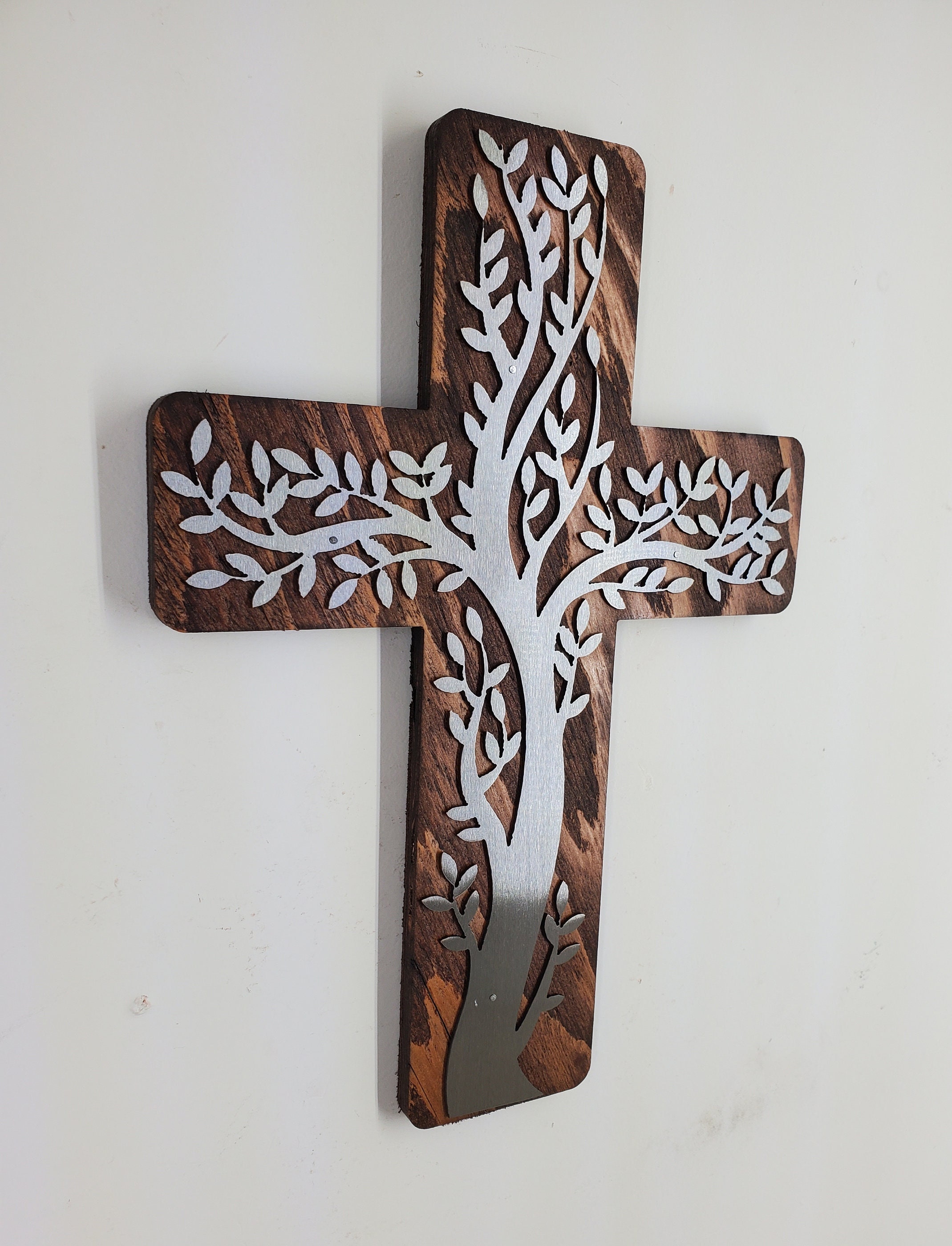 Olive Tree Cross Wall Art Tree of Life Metal Christian Faith - Etsy