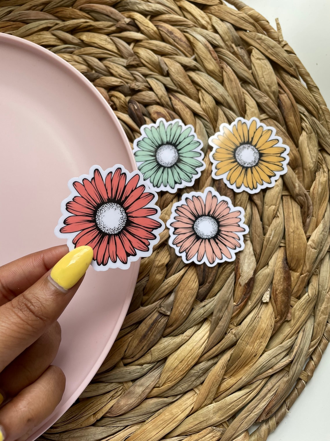 Daisy Flower Sticker Pack, Set of 4 Stickers, Laptop Decal, Flower ...