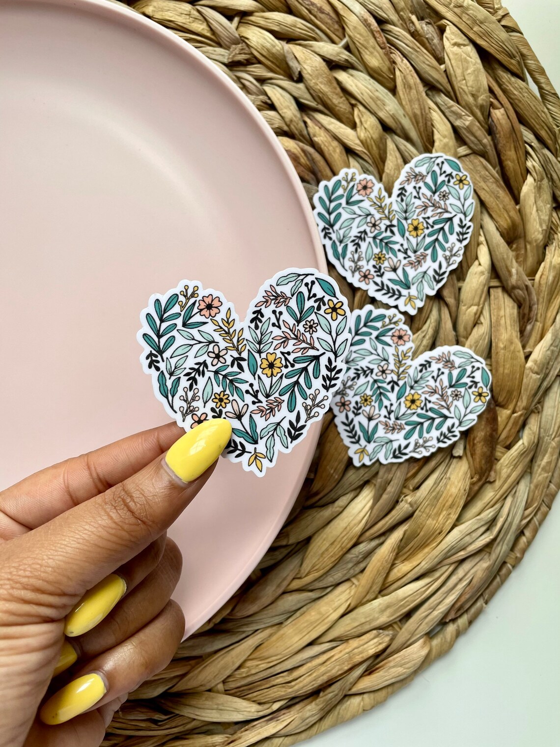 Heart Sticker Floral Heart Sticker Tumbler Stickers Laptop - Etsy