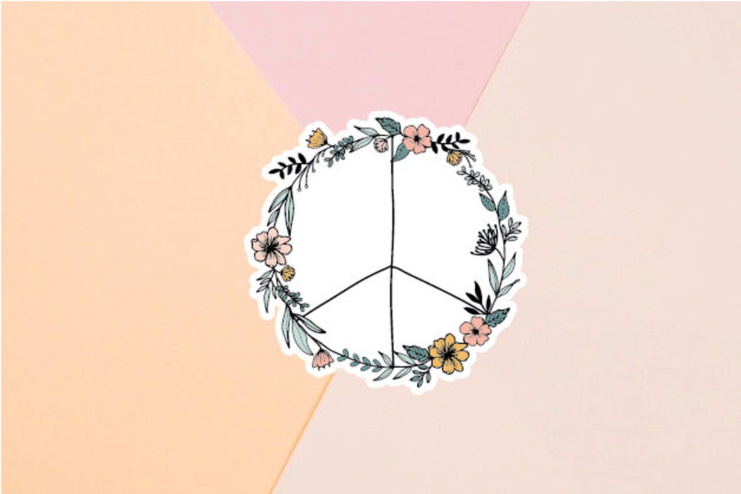 Peace Sign 2.5x2.5 Floral Sticker, Hydroflask Sticker, Floral Sticker ...