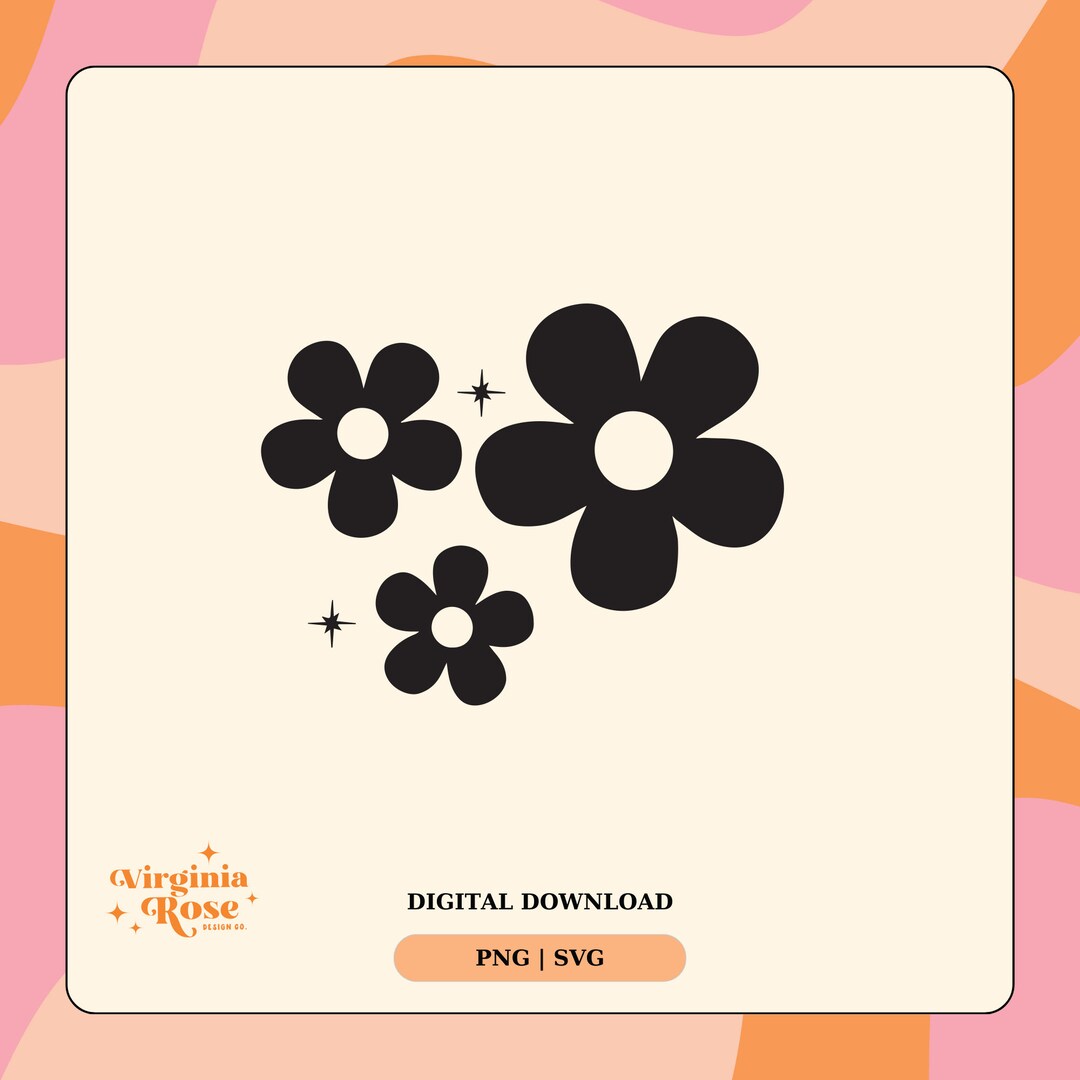 Retro Flower Svg, Flower Cut File, Flower Svg, Trendy Svg, Groovy Svg ...