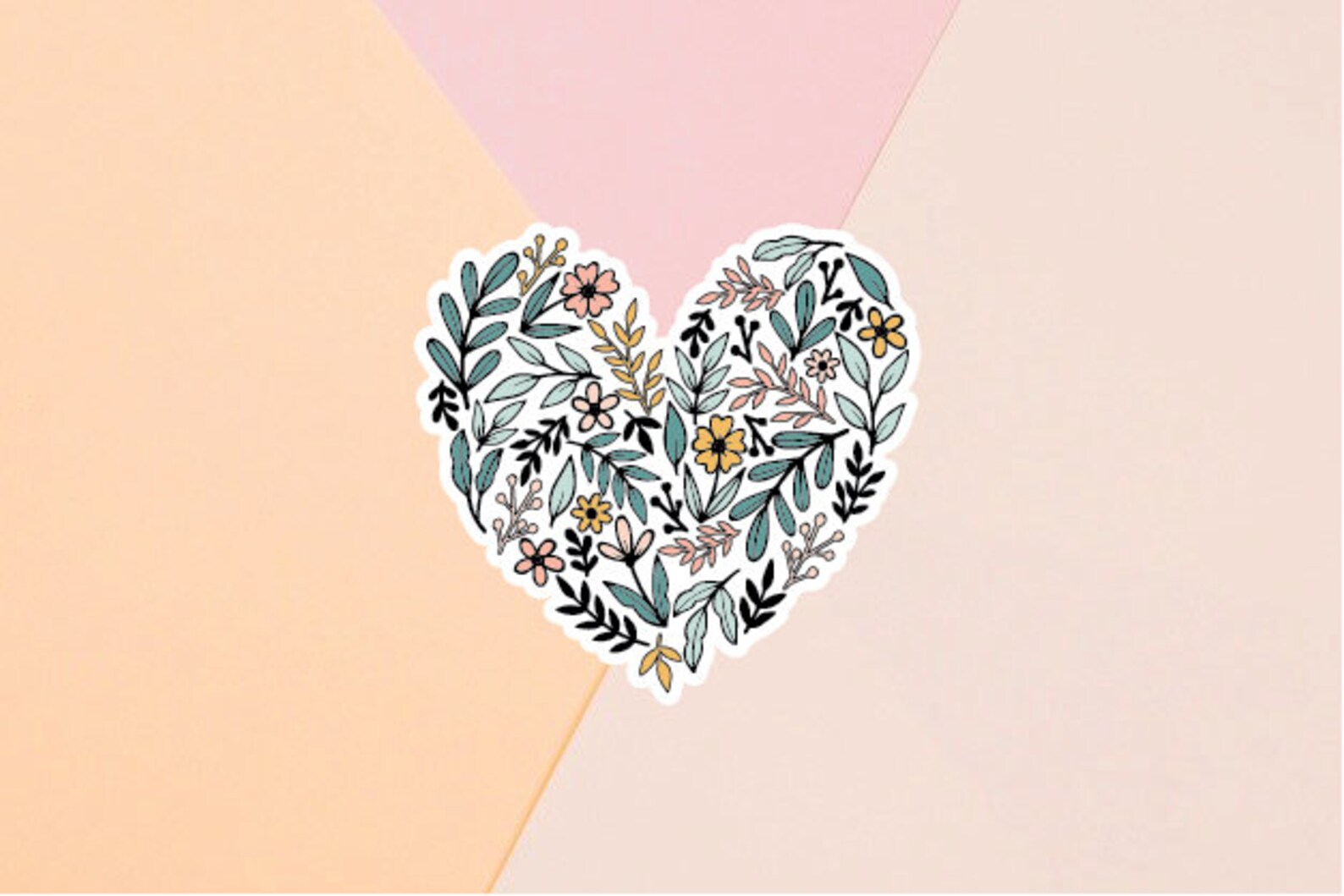 Heart Sticker Floral Heart Sticker Tumbler Stickers Laptop - Etsy