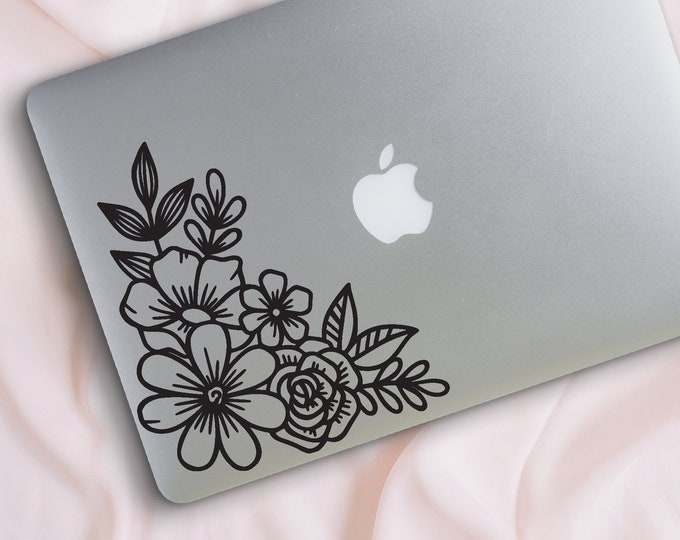 Flower Border Decal, Floral Decal, Laptop Decal, Car Decal, iPad Decal ...